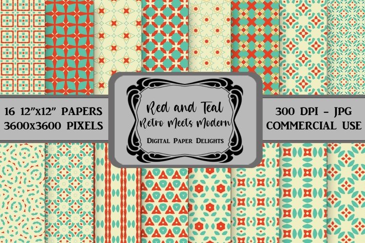 Red and Teal Retro Meets Modern Digital Paper