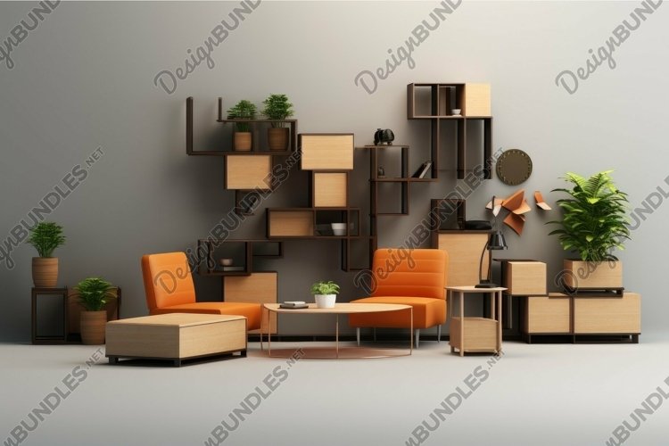 Modern living room interior with geometric (4365698)