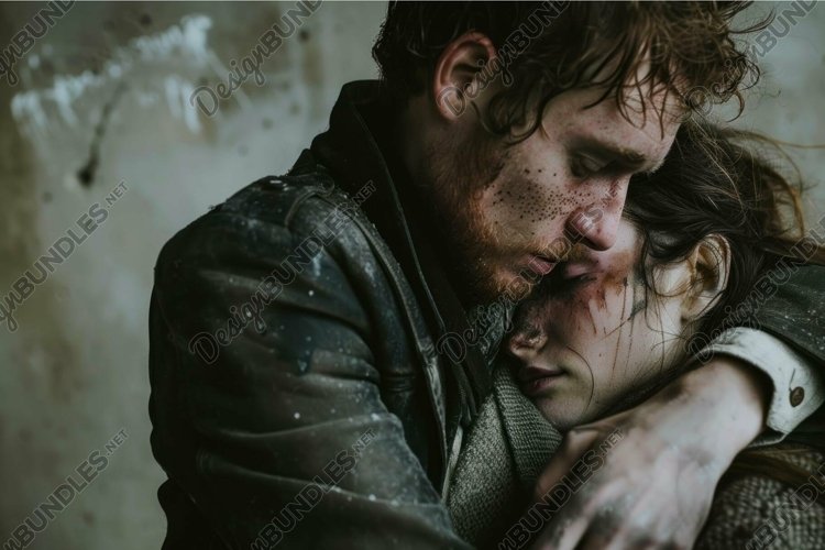 Powerful image of a man and woman consoling each other, conv