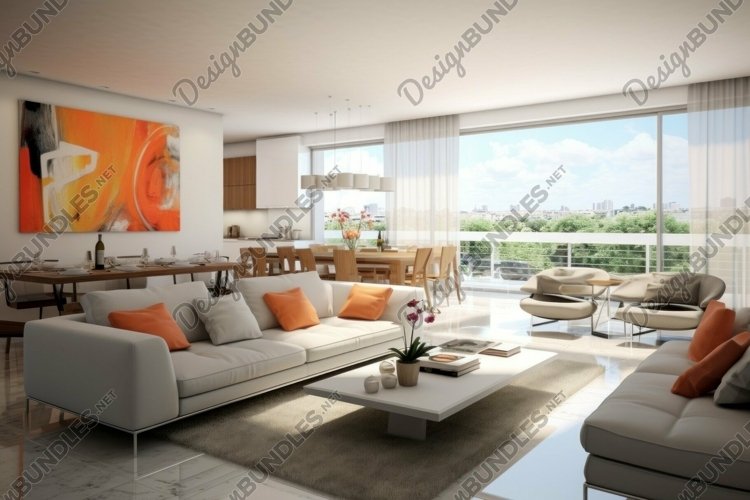 Modern living room with city view (4365553)