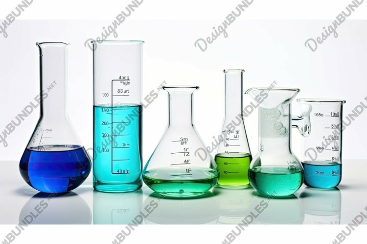 bubbling beaker chemistry white background