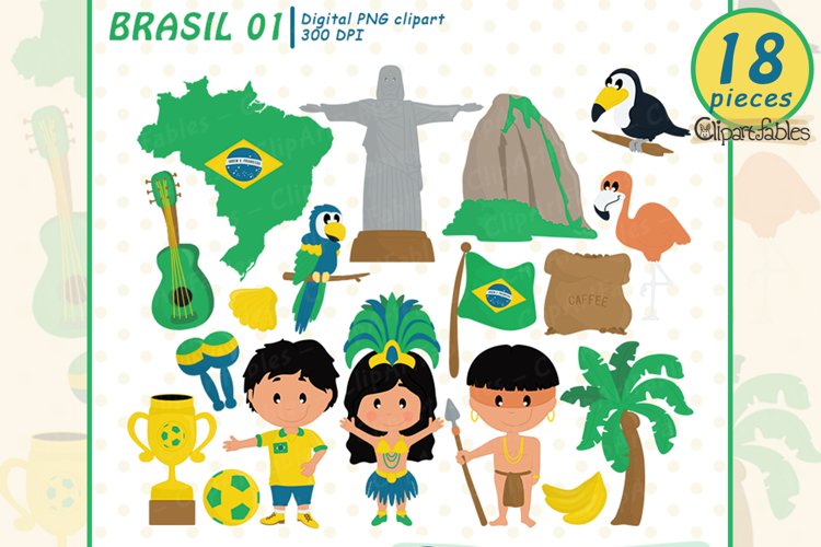 Cute BRAZIL clipart, Brasilian clip art, Rio De Janeiro (149414 ...