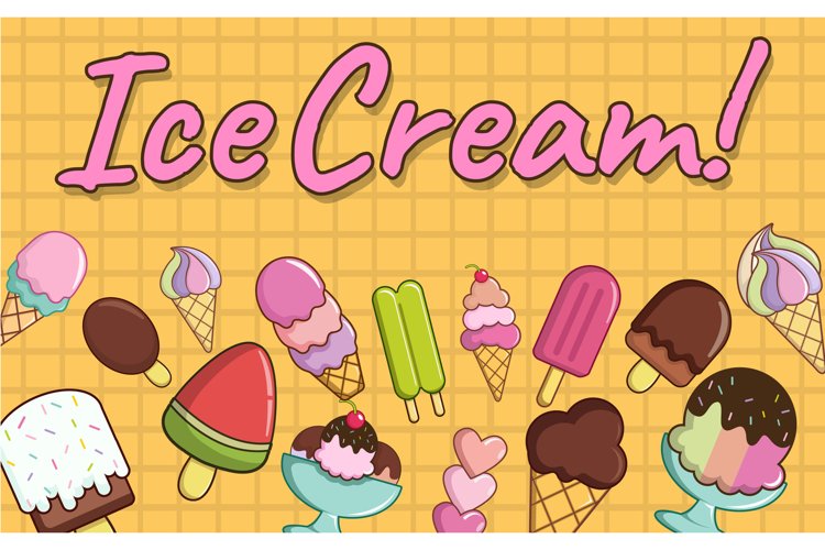 Ice cream concept banner, cartoon style