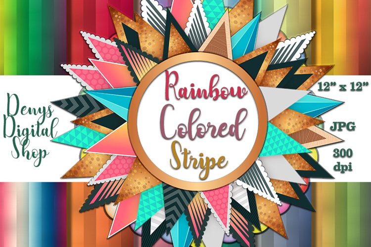 Rainbow Colored Stripe, Digital Scrapbook Paper