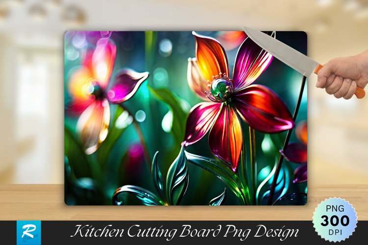 Glass Wall Flowers Art Cutting Board Sublimation Design