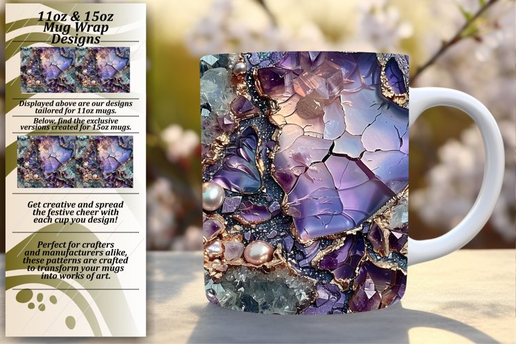 Glossy 3D Geode Pattern Mug Designs