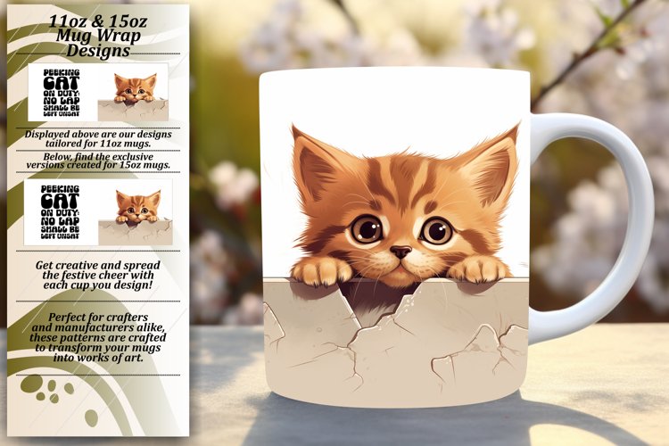 Cheeky Cat Peeking: Sarcastic Mug Wrap Collection