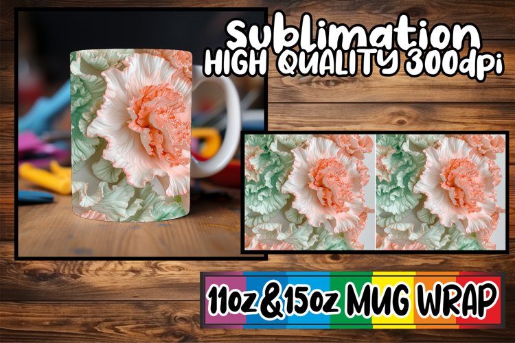 Vivid 3D Abstract Mug Wrap, Artistic Sublimation