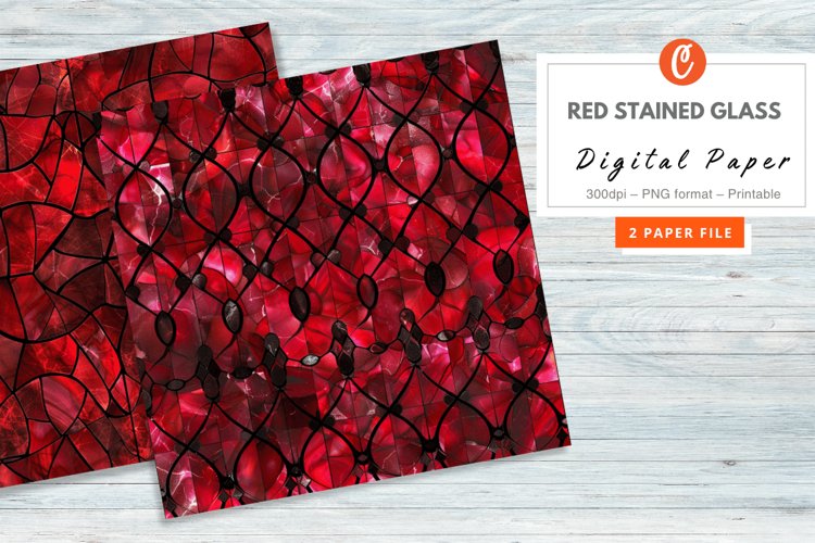 Red Stained Glass Digital Paper