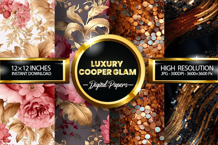 Luxury Cooper Glam Digital Papers - 04 Variations (2994499)
