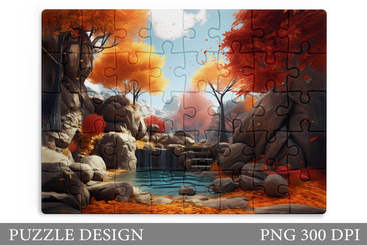 Autumn Puzzle Sublimation. Fall Landscape Puzzle Design