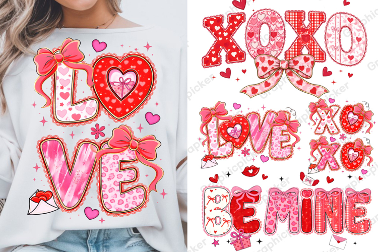 Preppy LOVE Valentine PNG, Xoxo PNG, Valentine's (6460568)