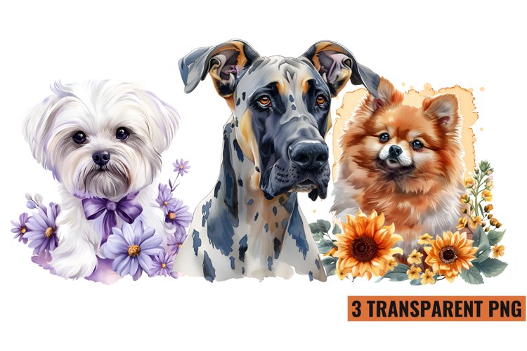 Watercolor Dog Breed Clipart , PNG