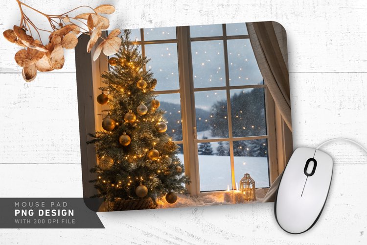Golden Holiday Glow Mouse Pad PNG Design