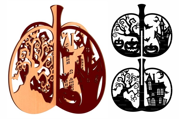 Big Halloween Pumpkin - laser cut file, vector pattern (1971418 ...