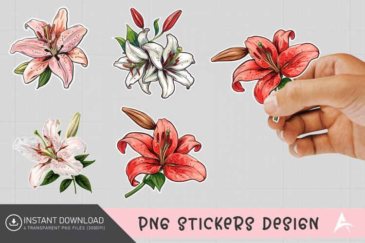 Lily Sticker Clipart,Botanical Lily Sticker