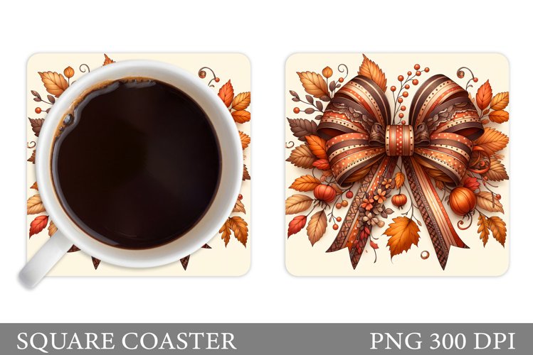 Bow Fall Coaster Design. Fall Bow Sublimation (4405843)