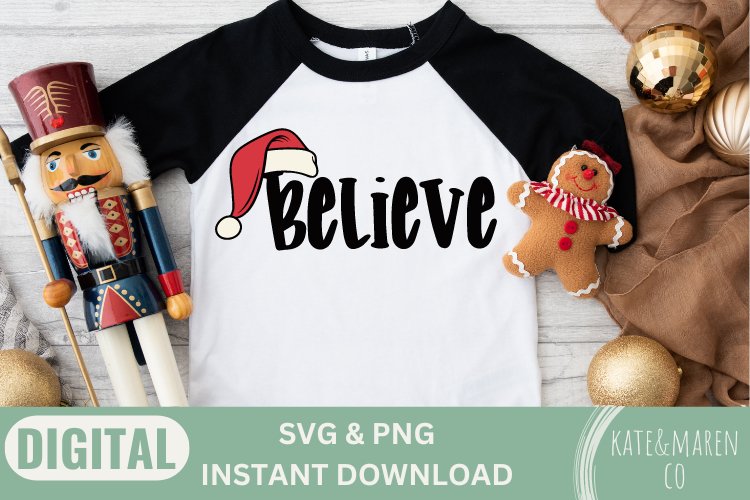 Santa Hat Believe SVG | Kids Christmas SVG