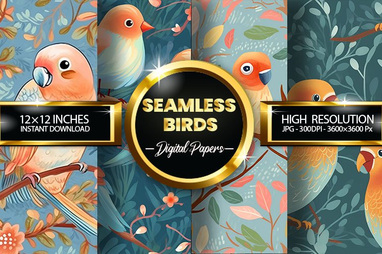 Seamless Birds Digital Papers - 04 Variations (2996290)