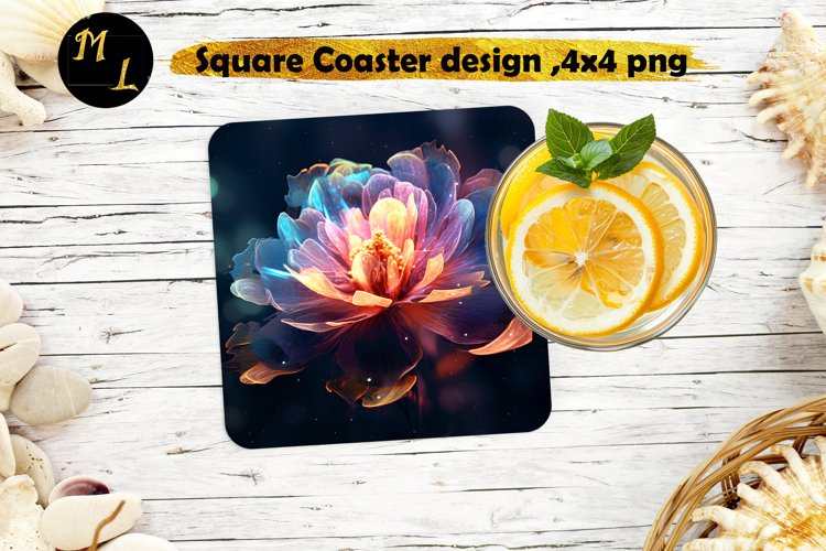 Flowers Square Coaster design,Flowers Coaster sublimation
