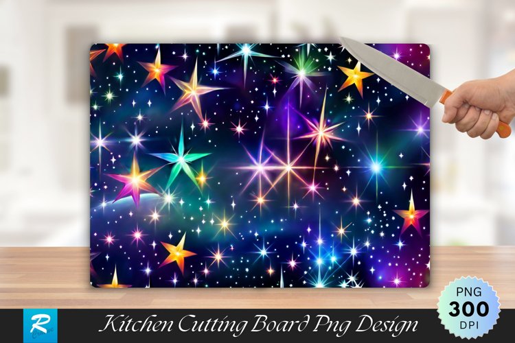 Multi Colored Stars Cutting Board Sublimation Design