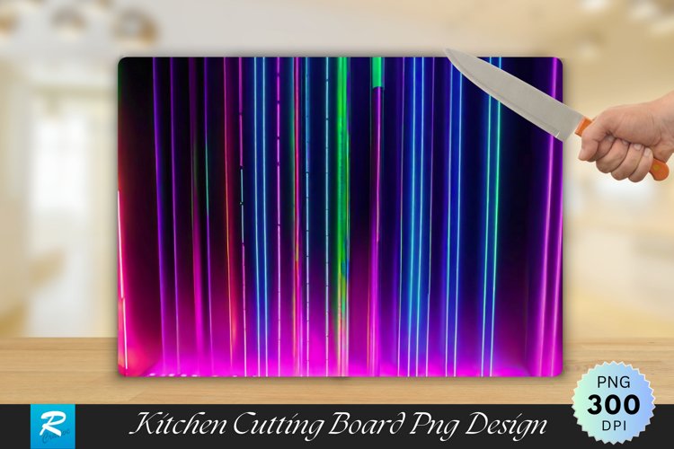 Colorful Neon Lights Cutting Board Sublimation Design