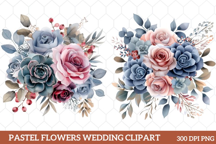 Pastel Flowers Watercolor Clipart, Watercolor (3880525)