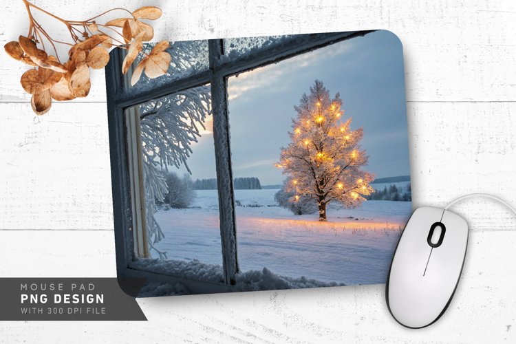 Serene Winter Glow Mouse Pad PNG Design