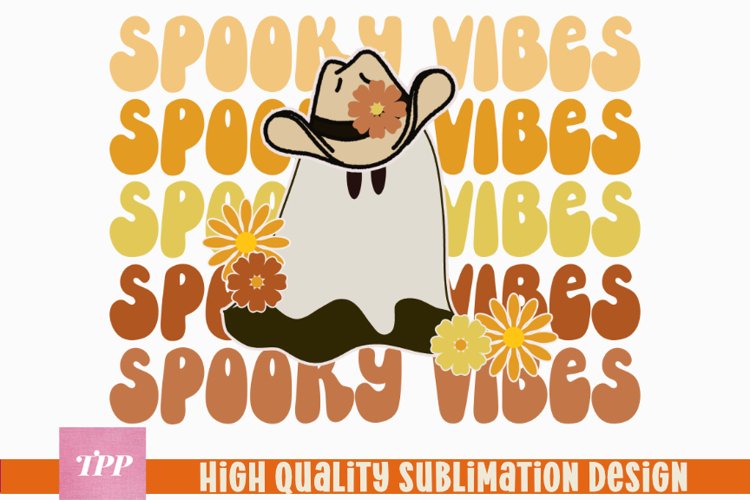 Spooky Vibes Retro Png Design Halloween Ghost Sublimation