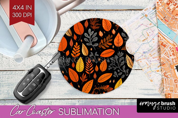 Autumn Forest Car Coaster - Fall Coaster PNG (4893450)