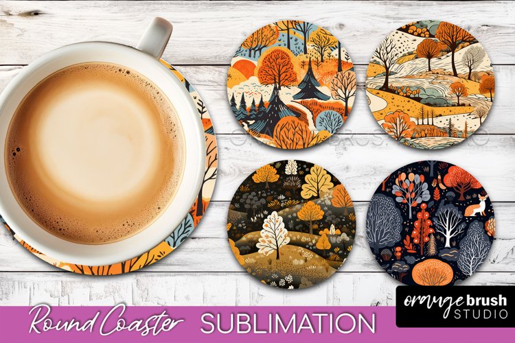 Fall Round Coasters - Autumn Forest Coaster (4440662)