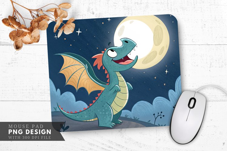 Moonlit Dragon Mouse Pad PNG Design