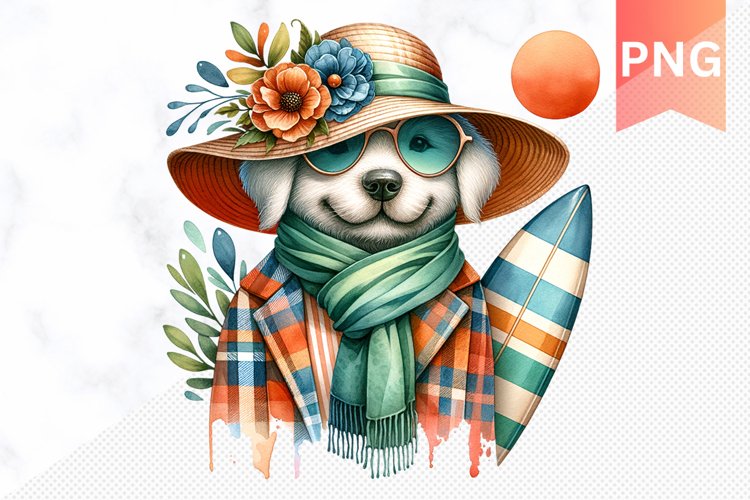 Summer Dog Sublimation - Clipart PNG Design