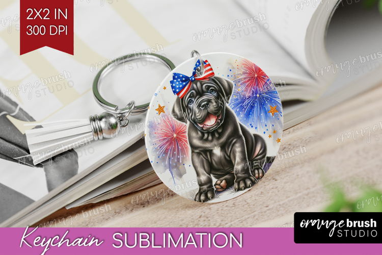 Cane Corso Dog Keychain PNG Patriotic Dog Keychain