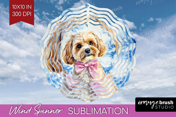 Cavapoo Dog Wind Spinner Sublimation PNG Floral (5682659)