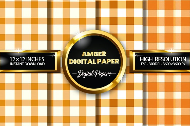Amber Gingham Digital Papers - 04 Variations (3001123)