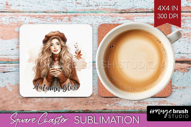 Coffee Girl Square Coaster - Coffee Lover Coaster (4990057)