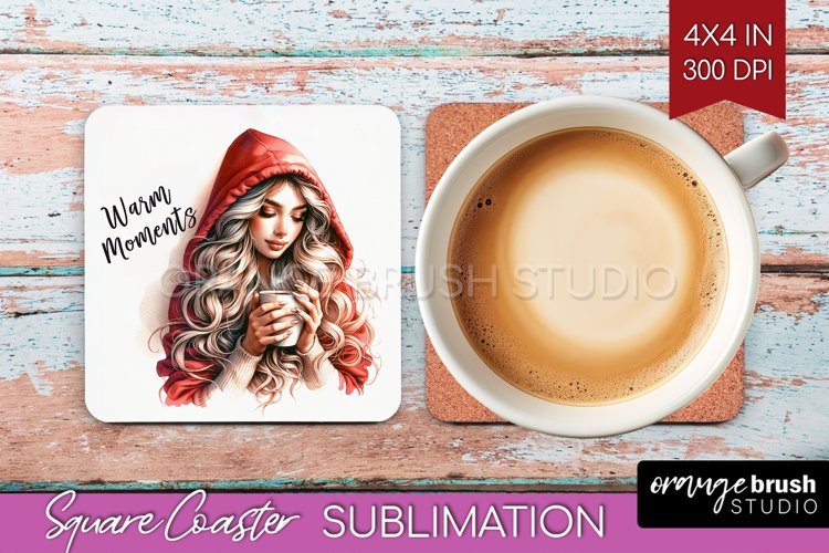 Coffee Girl Square Coaster - Coffee Lover Coaster (4990108)
