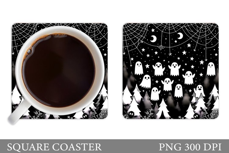 Cute Ghost Coaster Design. Halloween Coaster (4424497)