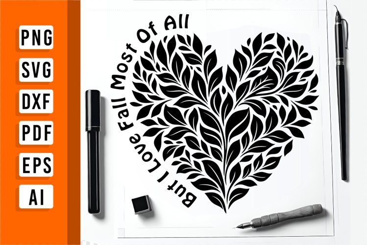 Floral Heart With Leaves SVG, Fall SVG, Autumn SVG