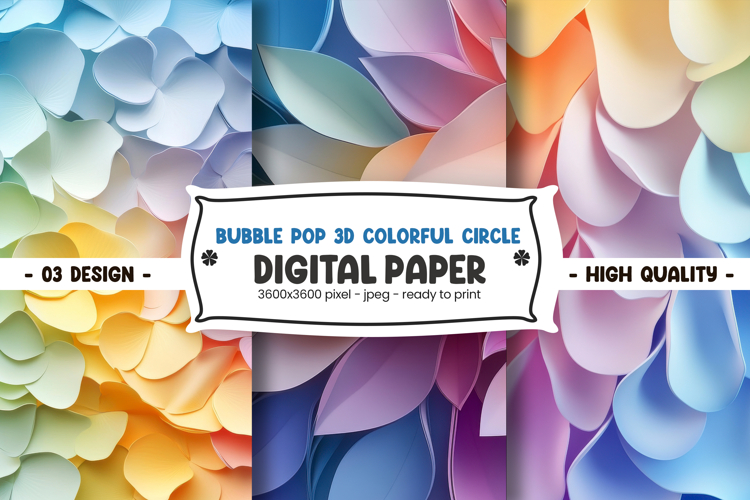 Bubble pop 3d colorful circle digital paper