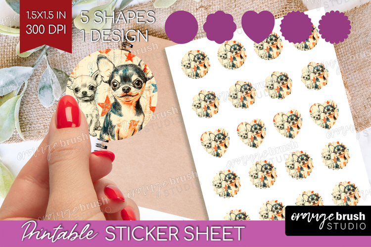 Cute Dogs Round Sticker - Puppy Printable Sticker (5313053)