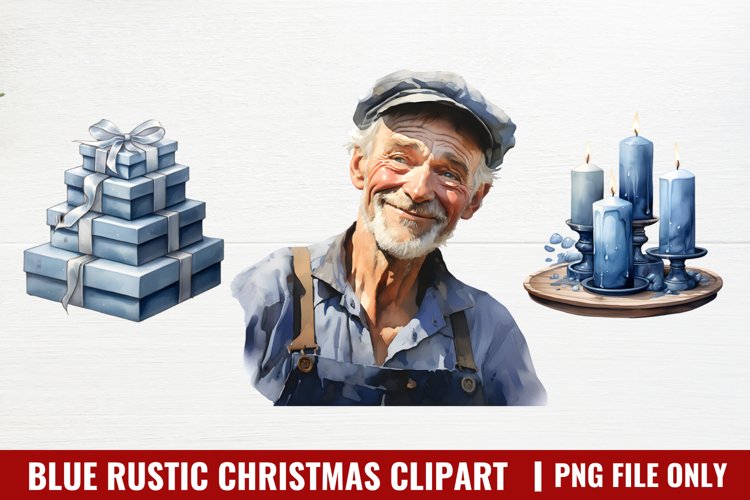 Blue Rustic Christmas Clipart, Rustic Christmas (4334475)