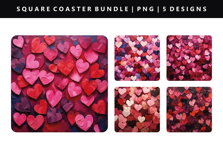 Heart Square Coaster Design | Square Coaster PNG (3279607)