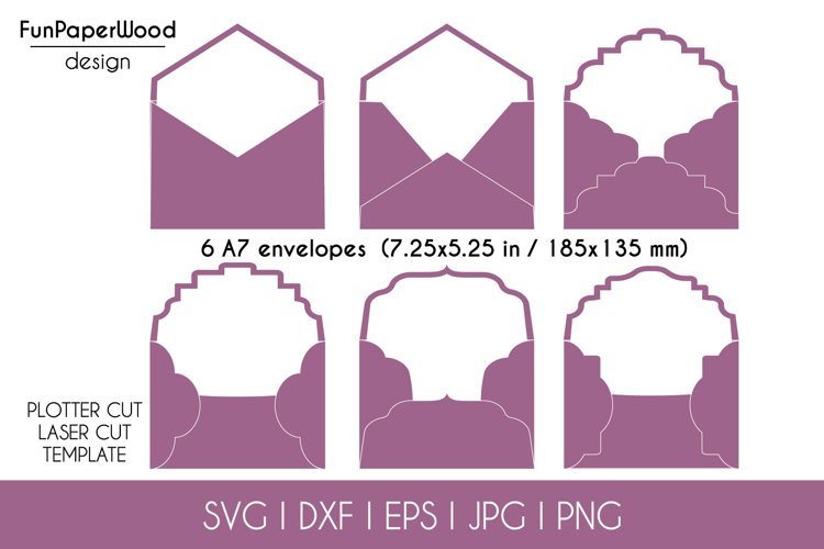 Set 6 A7 Envelopes 5 25 X 7 25 In Template For 5x7 Cards
