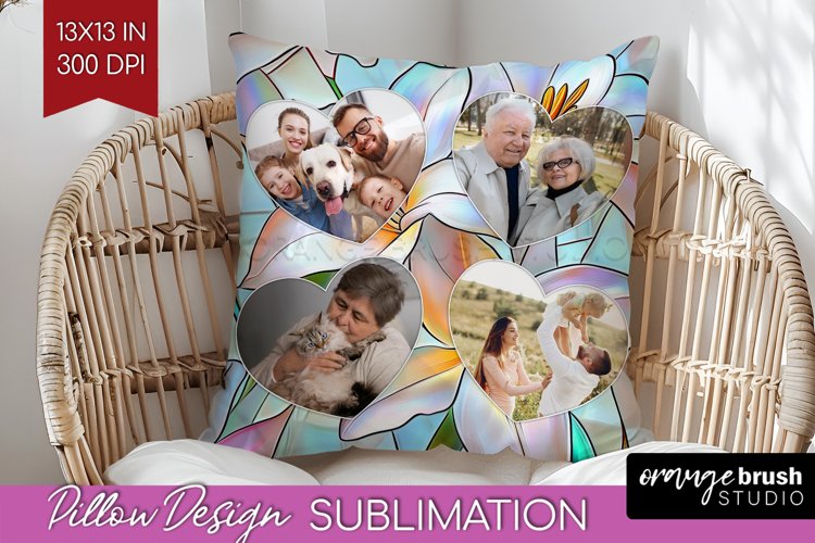 Stained Glass Photo Pillow PNG - Flowers Picture (5169313)