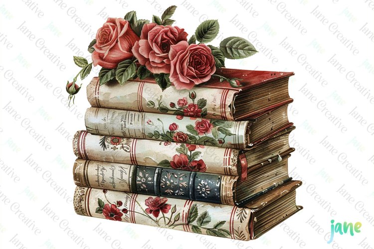 Pretty Books With Flowers Sublimation (3827067)