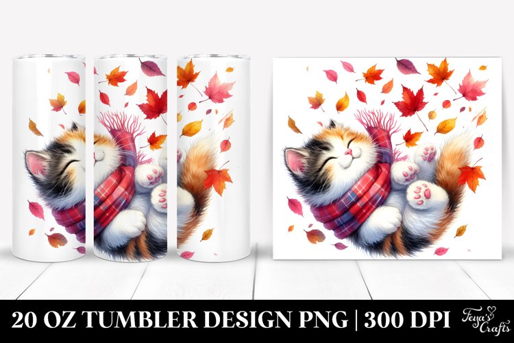 Colorful Watercolor Cute Cat Tumbling | 20 oz Tumbler