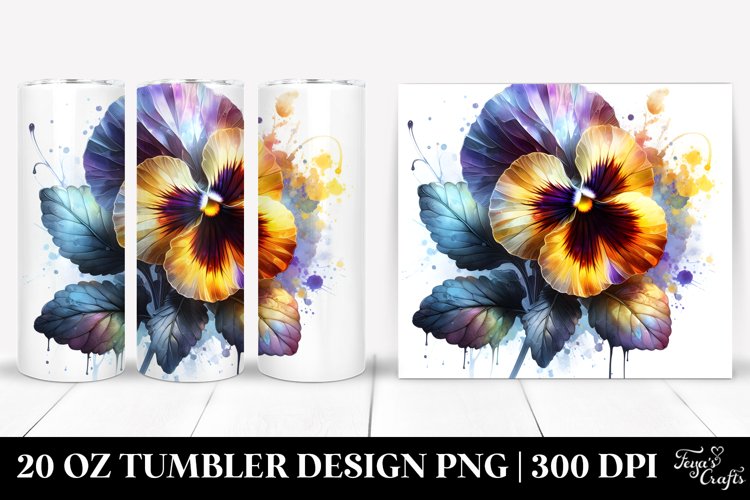 Pansy Watercolor Splash Tumbler
