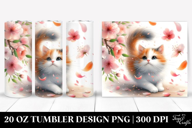 20 Oz Tumbler Sublimation | Watercolor Pastel Cat Tumbling